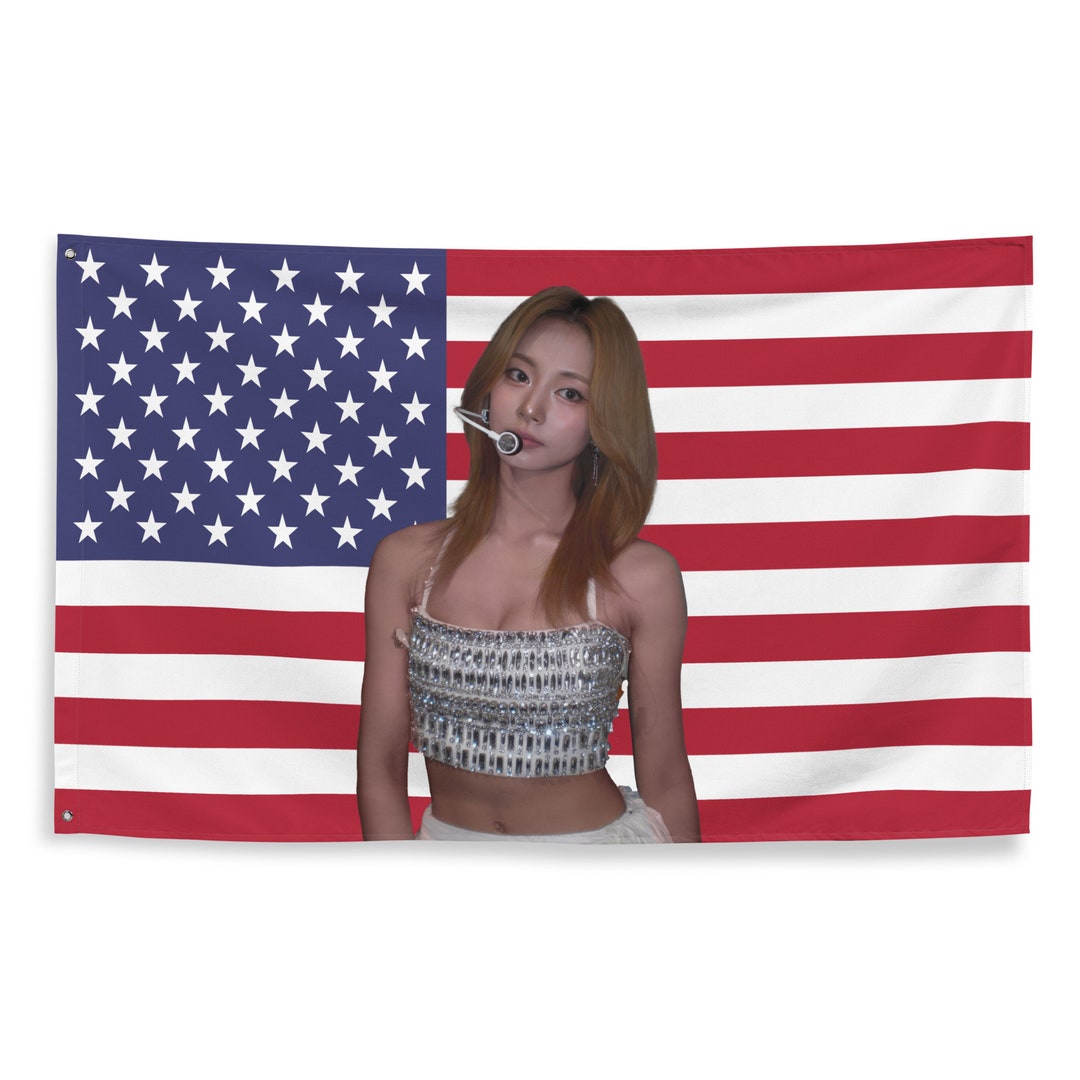 TWICE Tzuyu USA Kpop American Flag Patriotic Tiktok Meme Trendy Room Tapestry Fanmade Subtle ...