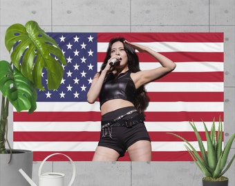 G I-DLE Shuhua USA Kpop American Flag Patriotic Tiktok Meme Trendy Room Tapestry Fanmade Subtle ...