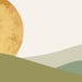 Boho Landscape Prints Set: Japandi Green Beige Sun Triptych (digital ...