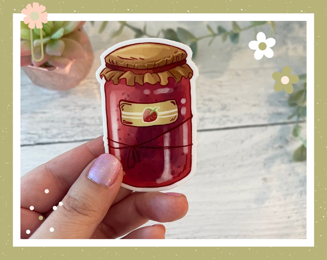 Strawberry Jam Jar Sticker Cottagecore Stickers Laptop Sticker Large ...