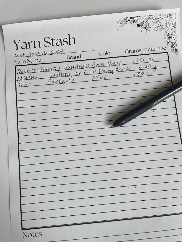 Yarn Stash Organizer PDF Printable Page - Etsy