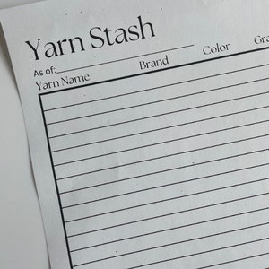Yarn Stash Organizer PDF Printable Page - Etsy