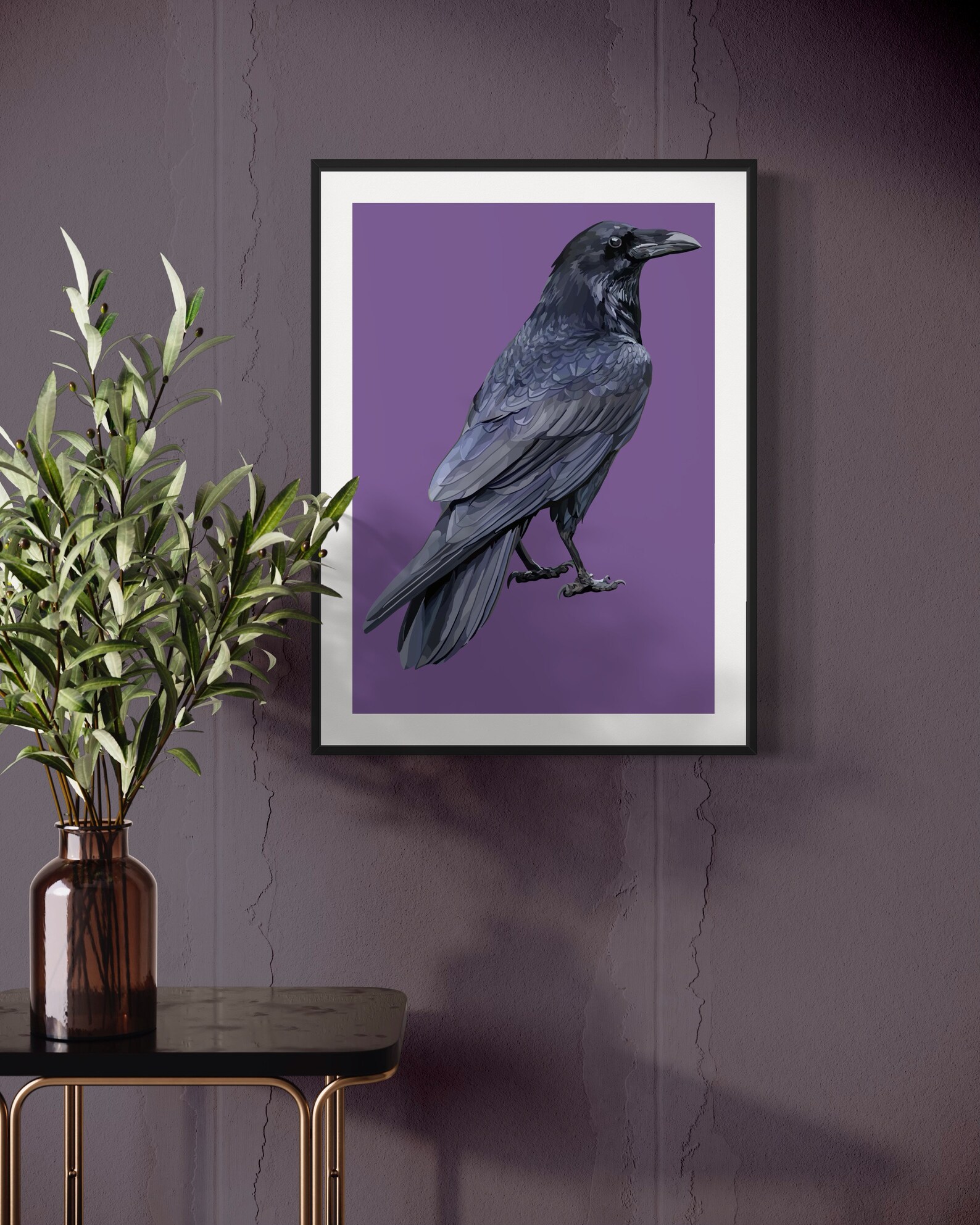 Raven Art Print, Hand-illustrated, Wall Decor, Unframed, A6, A5, A4, A3 ...