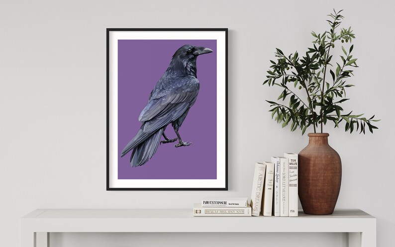 Raven Art Print, Hand-illustrated, Wall Decor, Unframed, A6, A5, A4, A3 ...