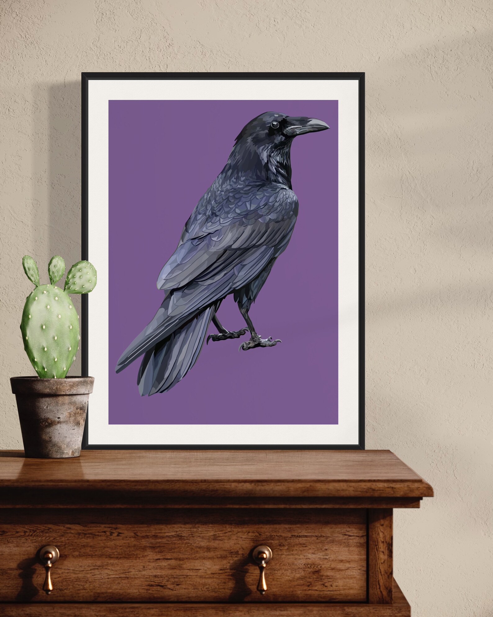 Raven Art Print, Hand-illustrated, Wall Decor, Unframed, A6, A5, A4, A3 ...