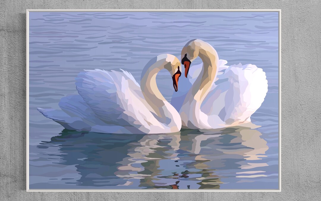 Swan Art Print, Hand-illustrated, Wall Decor, Unframed, A6, A5, A4, A3 ...