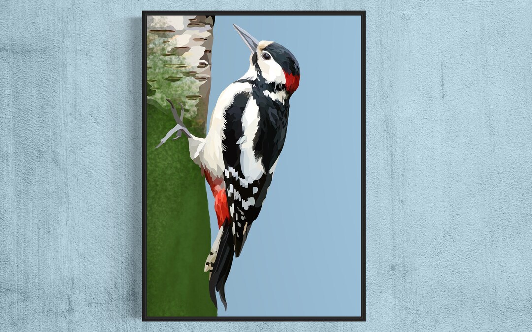 Woodpecker Art Print, Hand-illustrated, Wall Decor, Unframed, A6,A5,A4 ...