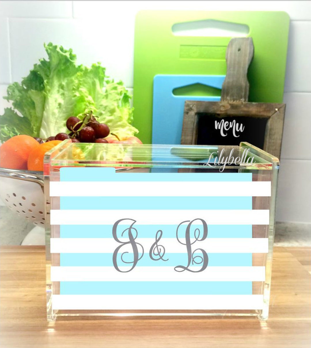 Recipe Box, Personalized Recipe Box, Acrylic Recipe Box, Recipe Card ...