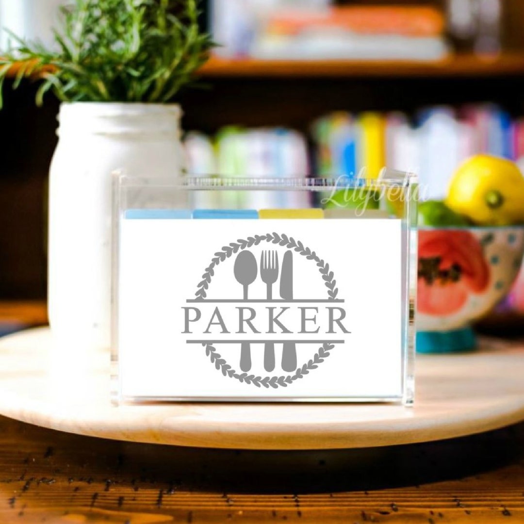 Personalized Recipe Box, 4x6 Recipe Card Storage, Kitchen Decor, Chef ...