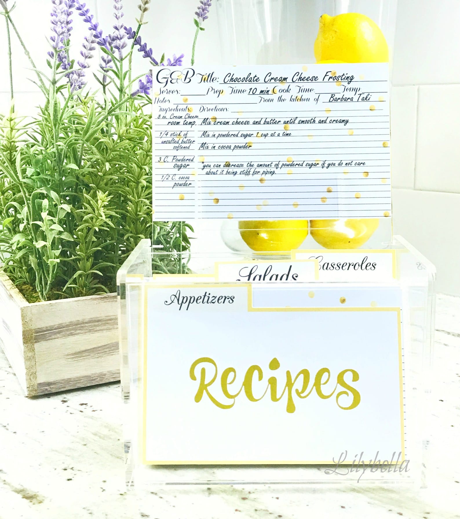 Acrylic Recipe Box, Personalized Recipe Boxes, Recipe Card Storage ...