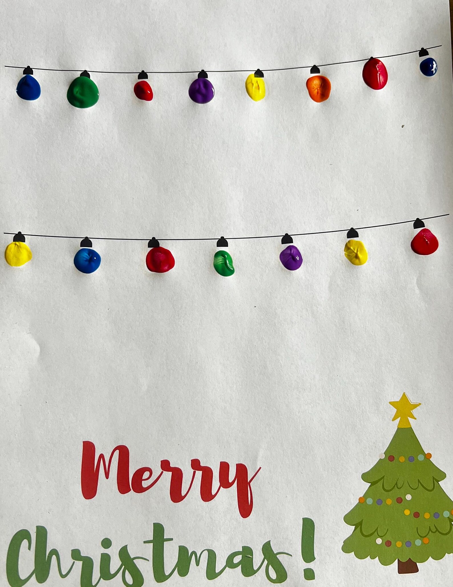 Fingerprint Christmas Lights Printable Craft- Merry Christmas Craft for ...