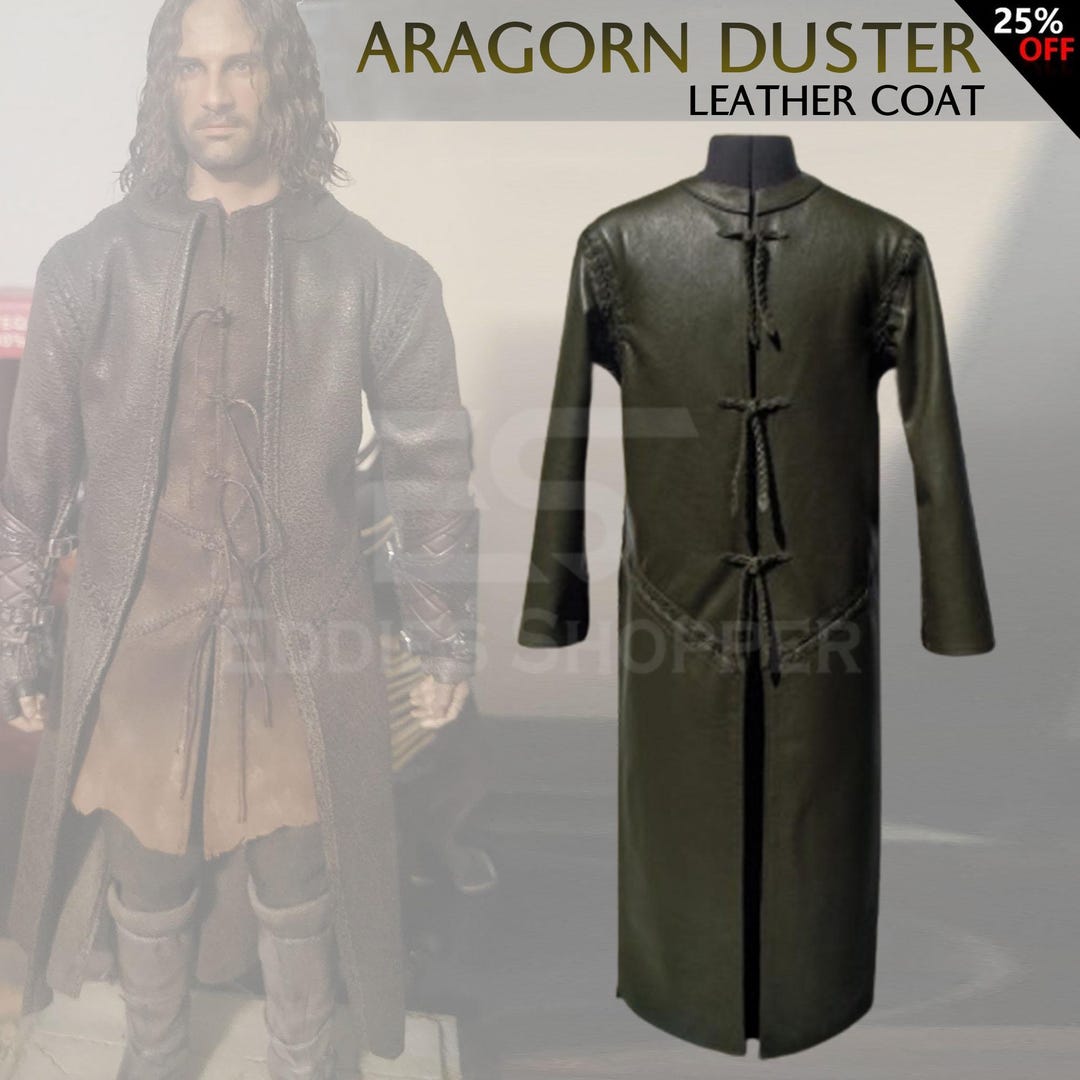 Aragorn Duster Coat Lord of the Rings Cosplay Costume Genuine Leather ...