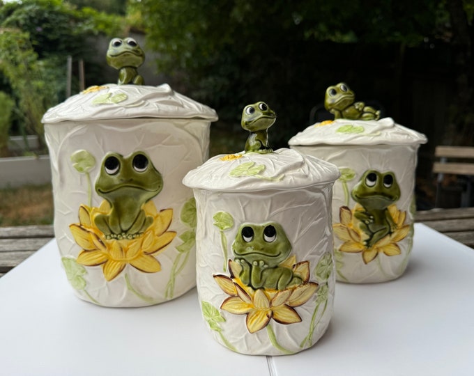 Sears & Roebuck 1977 Vintage Cute Neil the Frog Design Storage Jars ...
