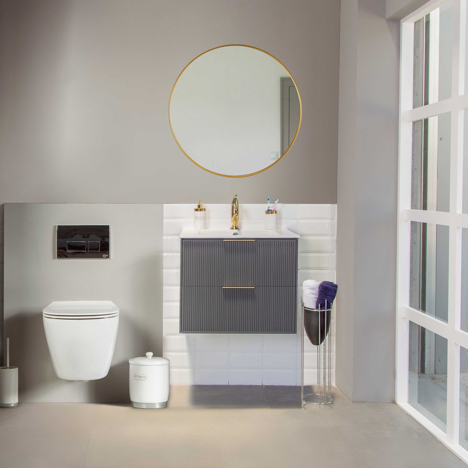 24" Floating Bathroom Vanity, Integrated Porcelain Top and Sink ...