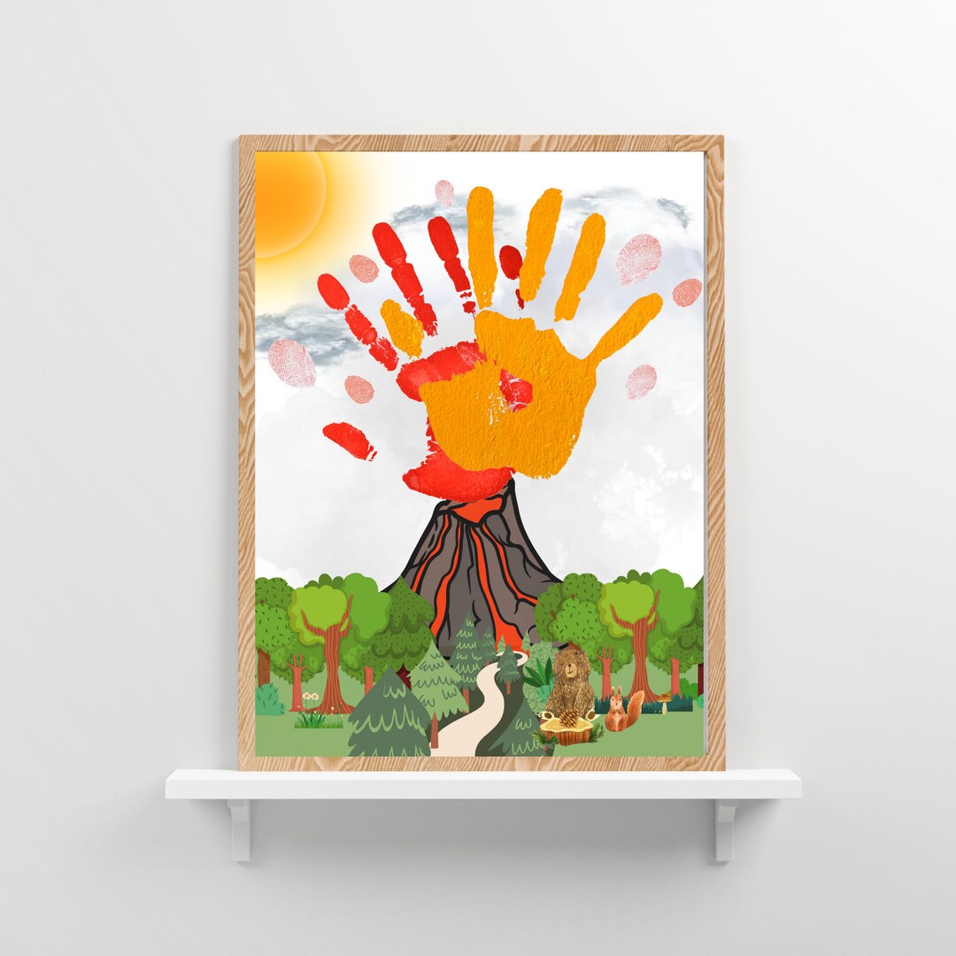 Volcano Art / Footprint Handprint Feet Foot Art Craft / Kids Baby ...