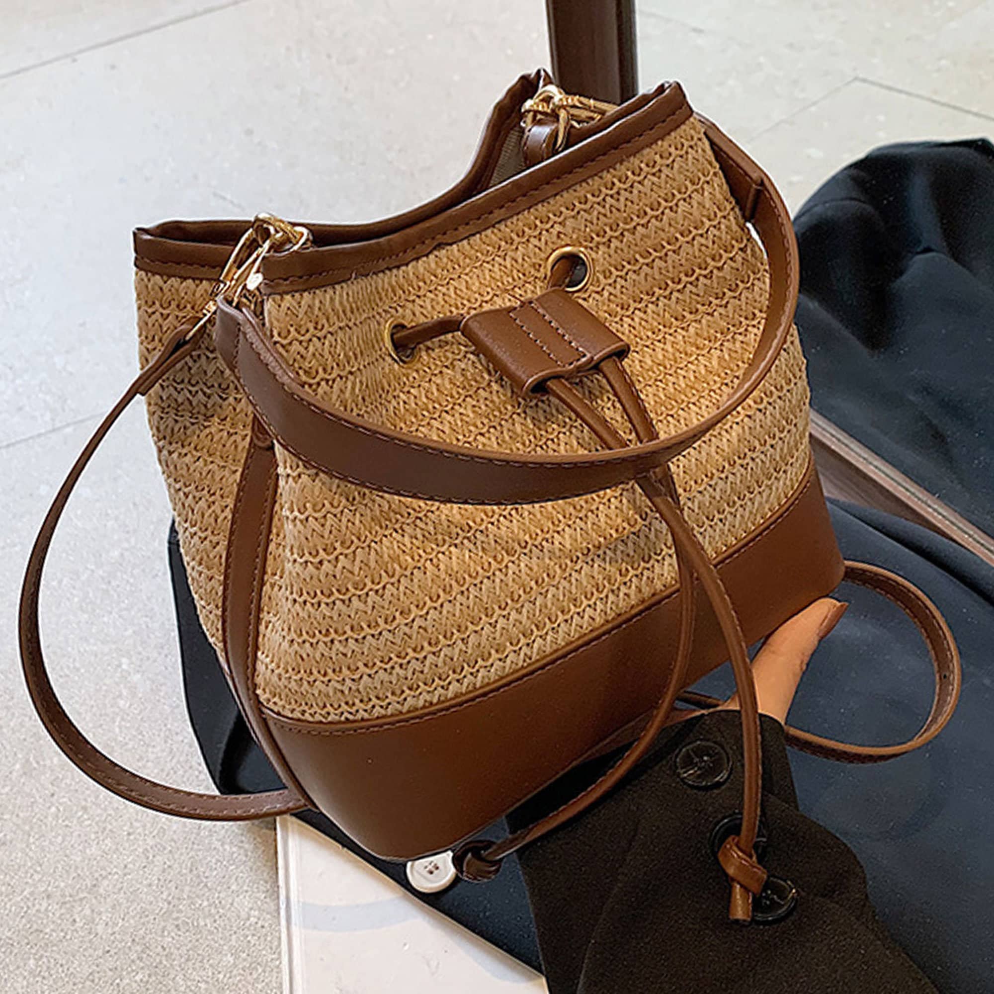 Shoulder Crossbody Straw Bag, Women's Straw Weave Tote Bag, Fashion ...