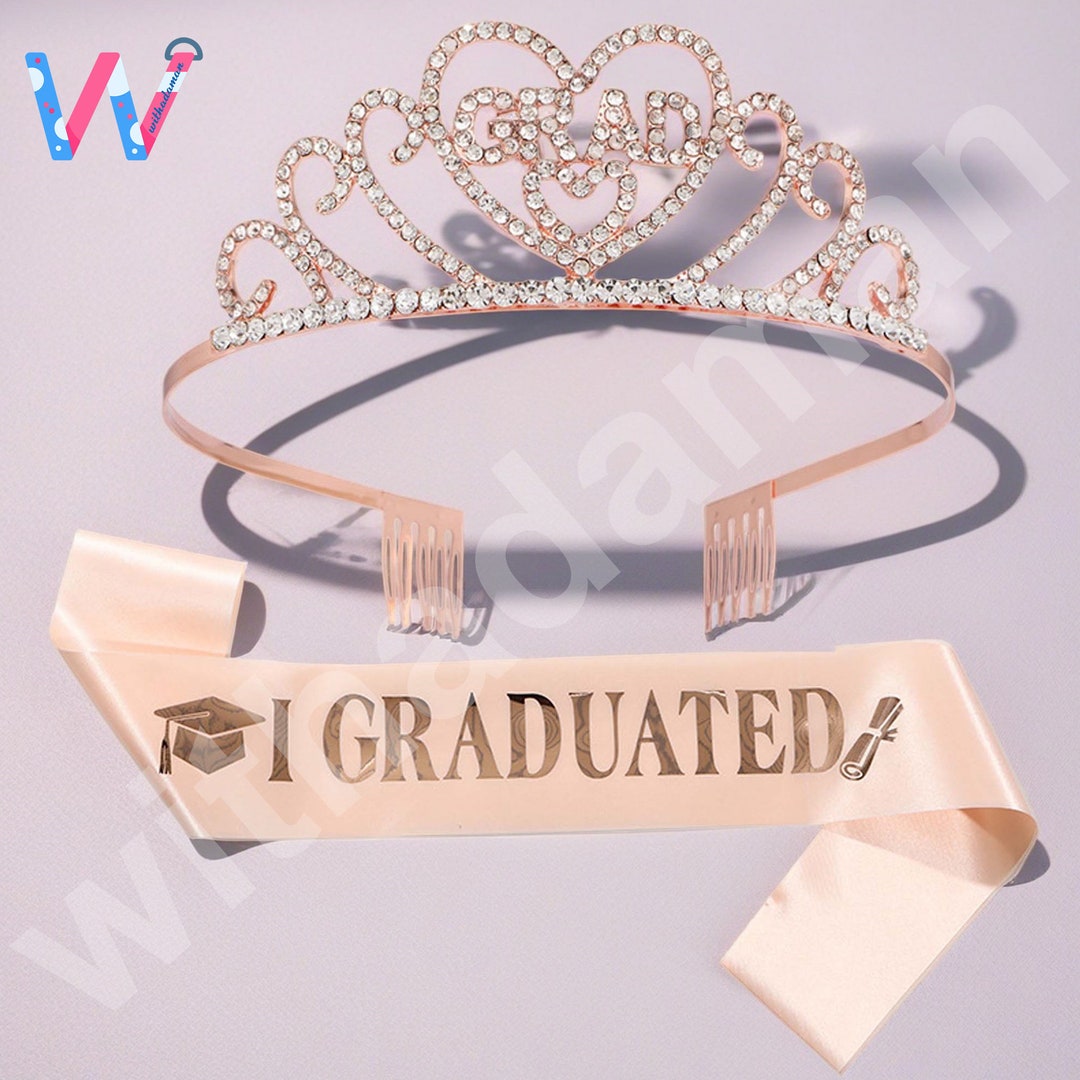 Graduation Party Crown and Sash Set of 2, Graduation Sash, Graduation ...