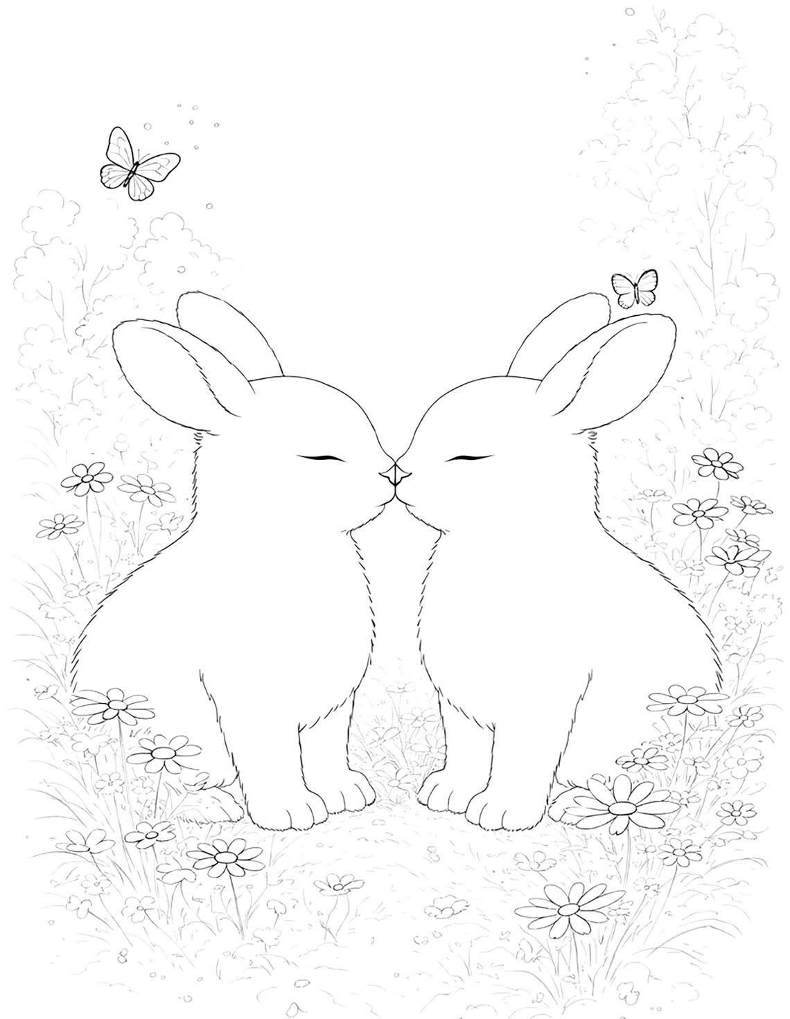 Bunny Coloring Page Collection, Cute Bunny Coloring Book, 10 Printable ...