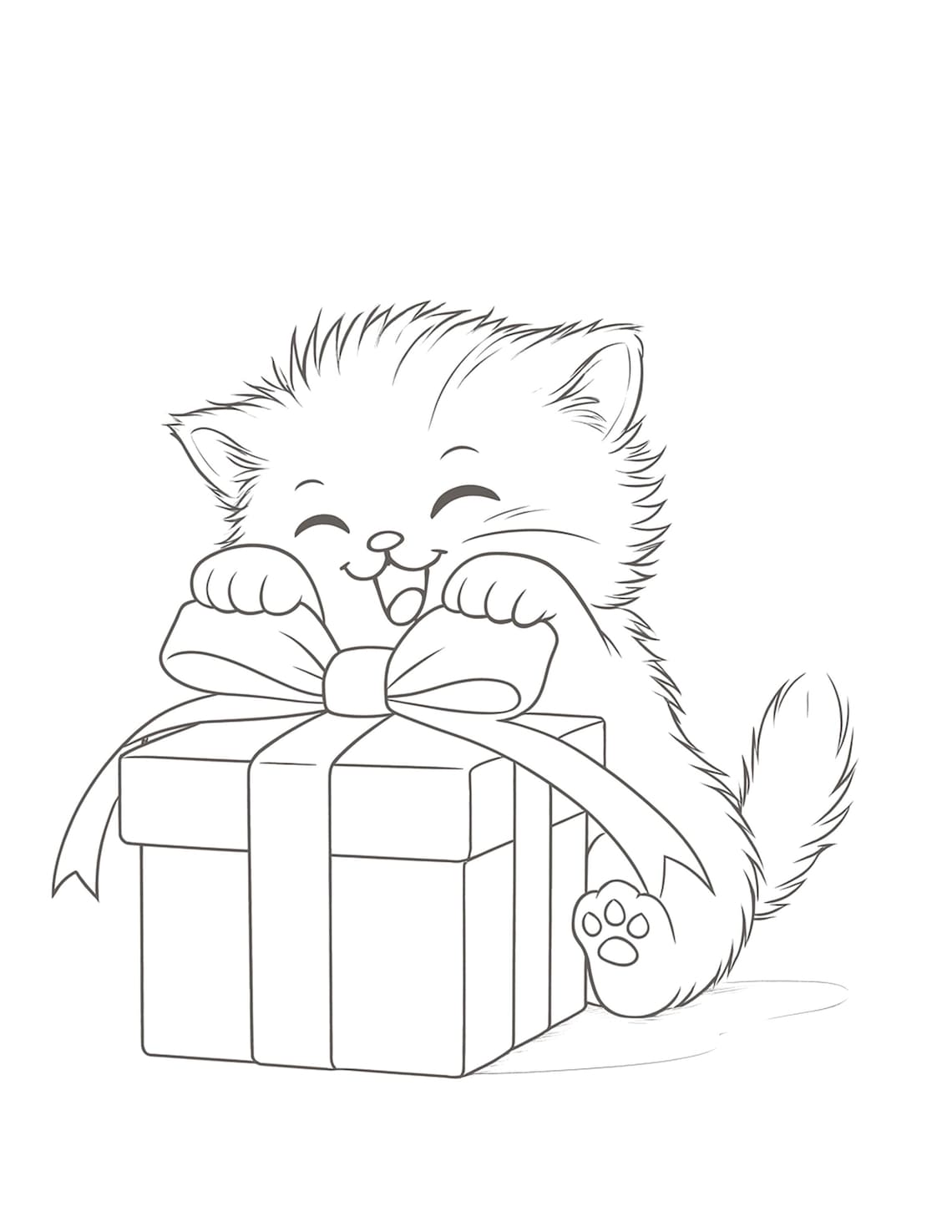 Cute Kitten With Gift Coloring Page – 300 DPI JPEG Digital Download - Etsy
