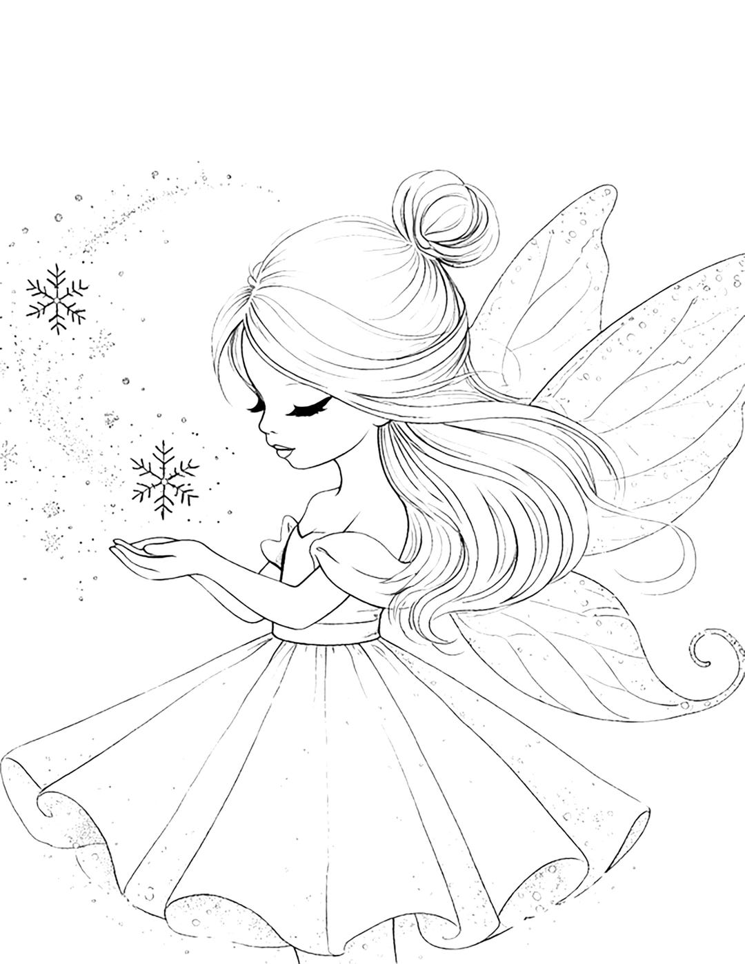 Snow Fairy Coloring Page Printable Winter Fairy Coloring Sheet - Etsy