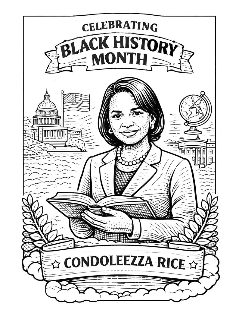 Condoleezza Rice Coloring Page | Black History Month Printable ...