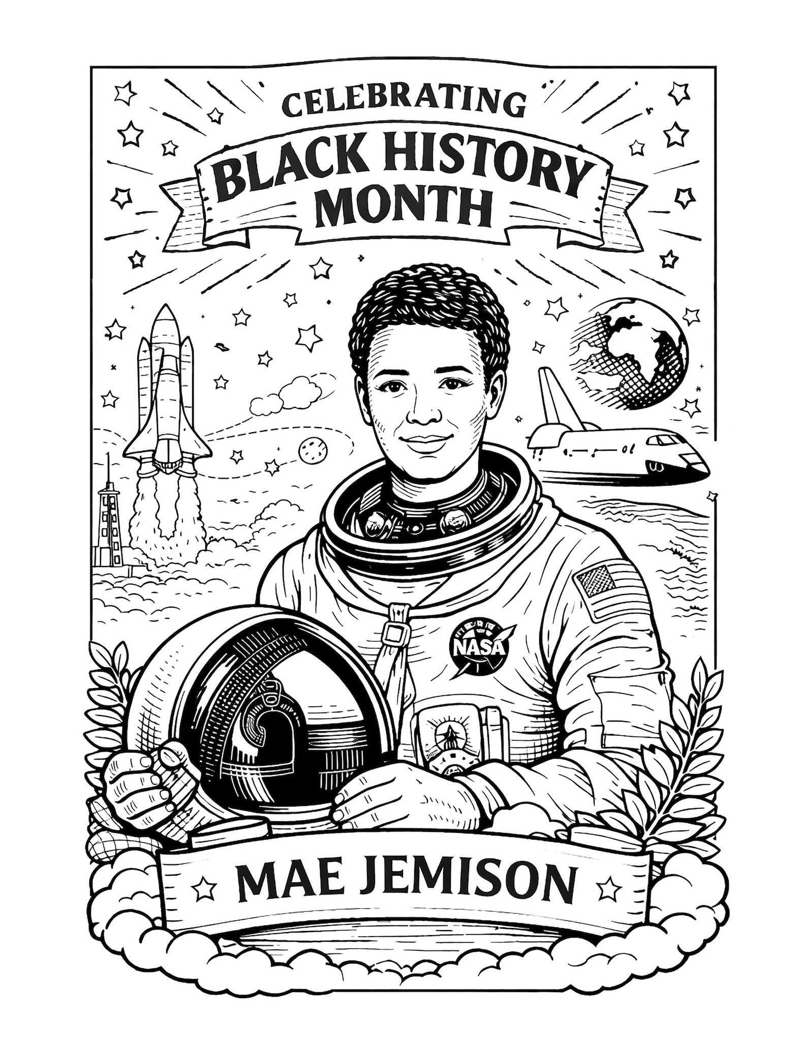 Mae Jemison Coloring Page | Black History Month Printable | African ...