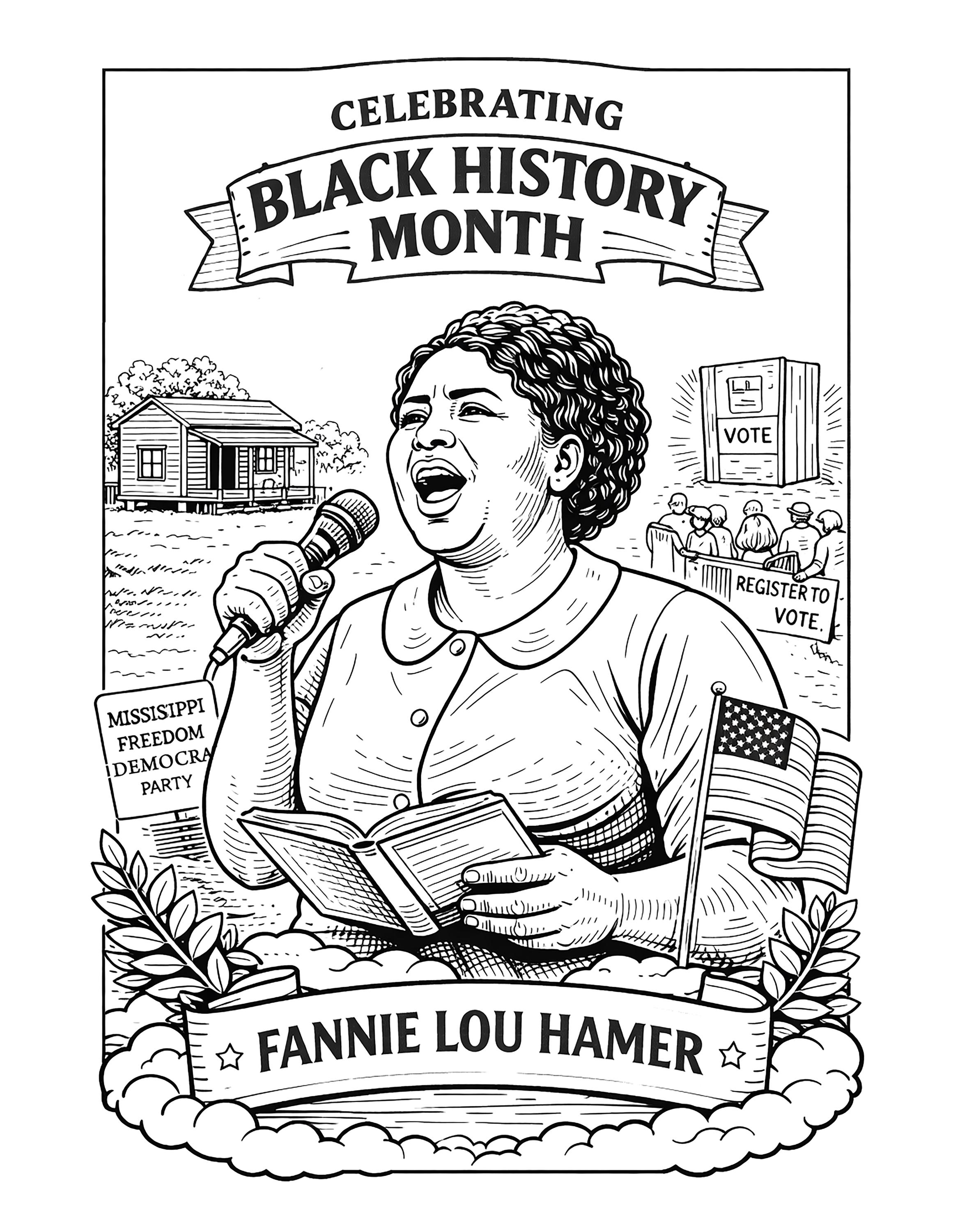 Fannie Lou Hamer Coloring Page | Black History Month Printable | Civil ...