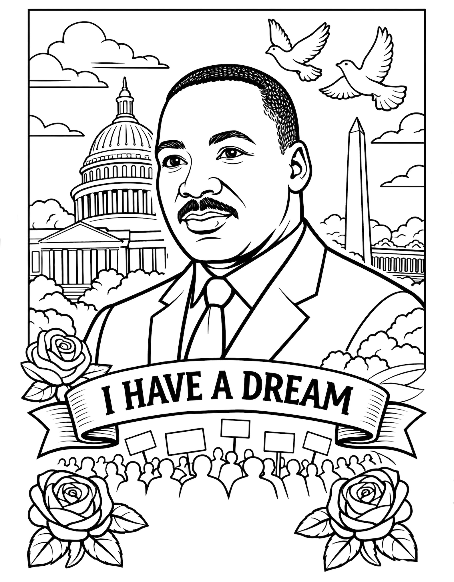 Martin Luther King Jr Coloring Page | I Have a Dream | Black History ...