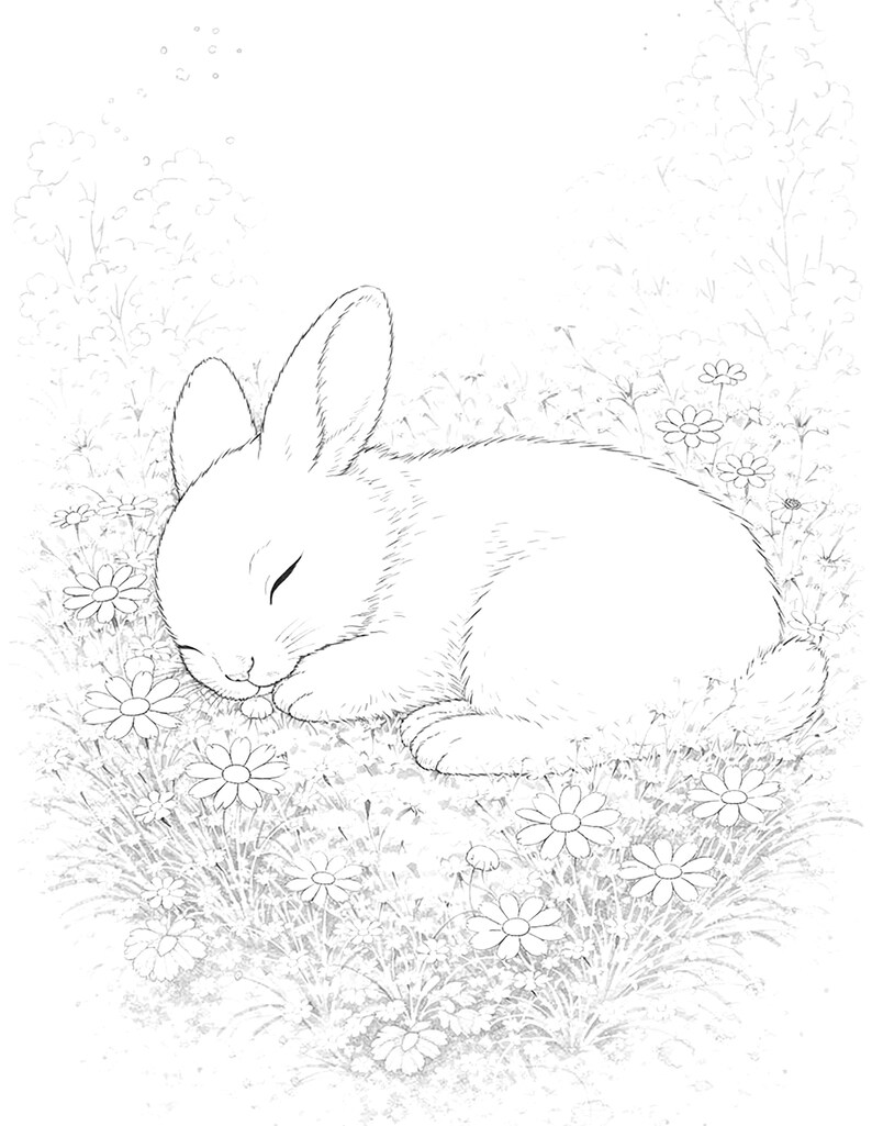 Bunny Coloring Page Collection, Cute Bunny Coloring Book, 10 Printable ...
