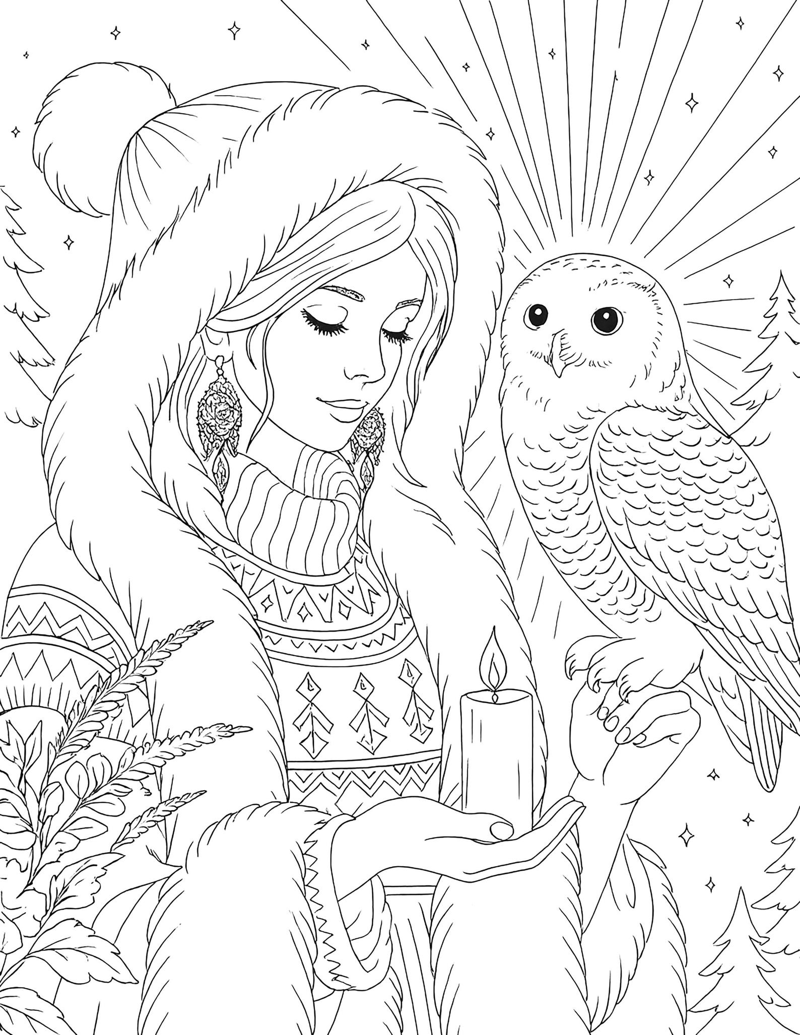 Winter Solstice Coloring Page Printable Mystical Winter Art - Etsy