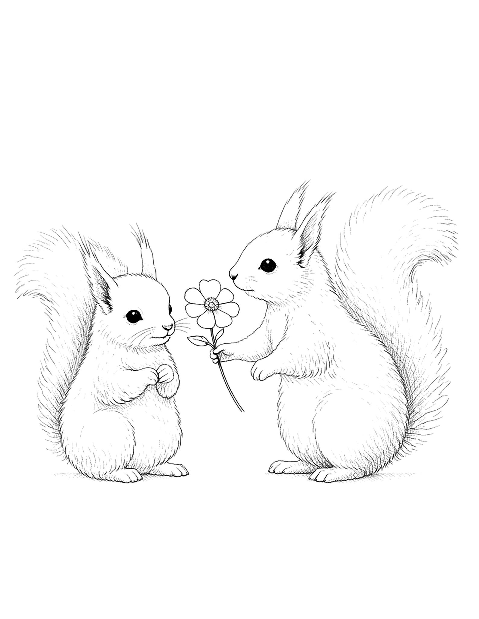 Squirrel Valentine Coloring Page Printable Cute Animal Love Coloring ...