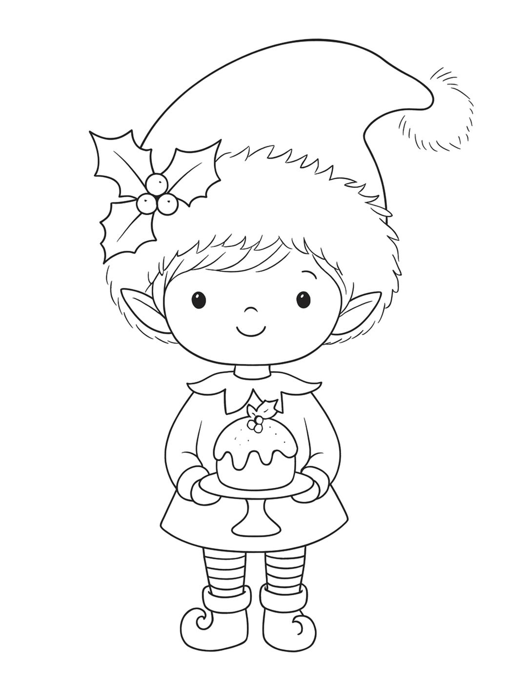 Cute Christmas Elf Coloring Page – 300 DPI JPEG Digital Download - Etsy
