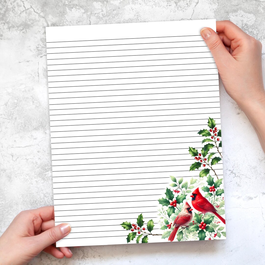 Christmas Stationary: Christmas Cardinal Stationery, Holiday Printable ...