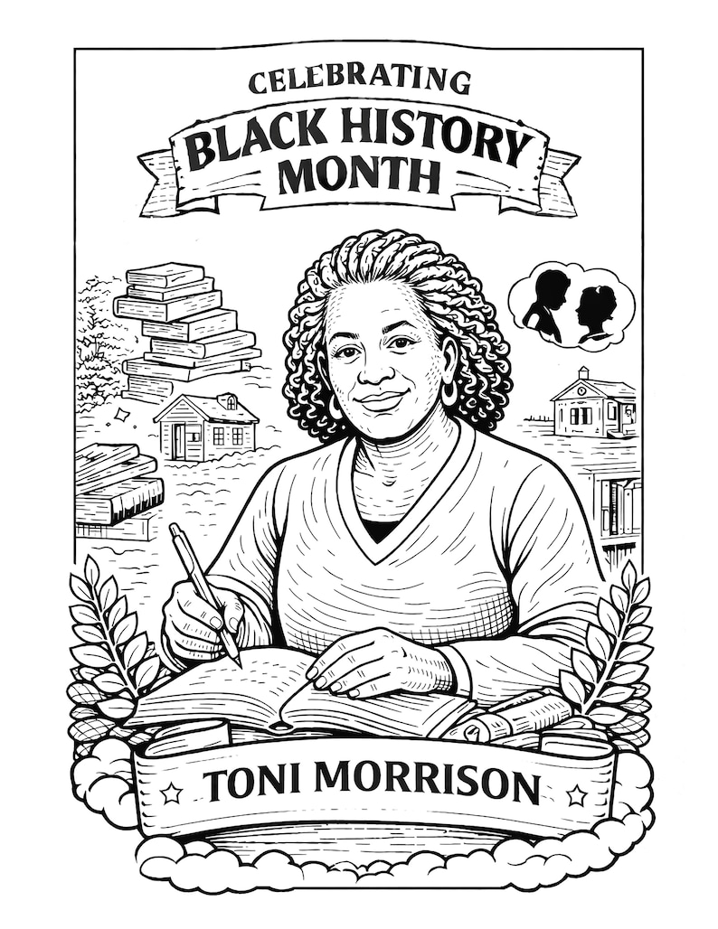 Toni Morrison Coloring Page | Black History Month Printable | Author ...