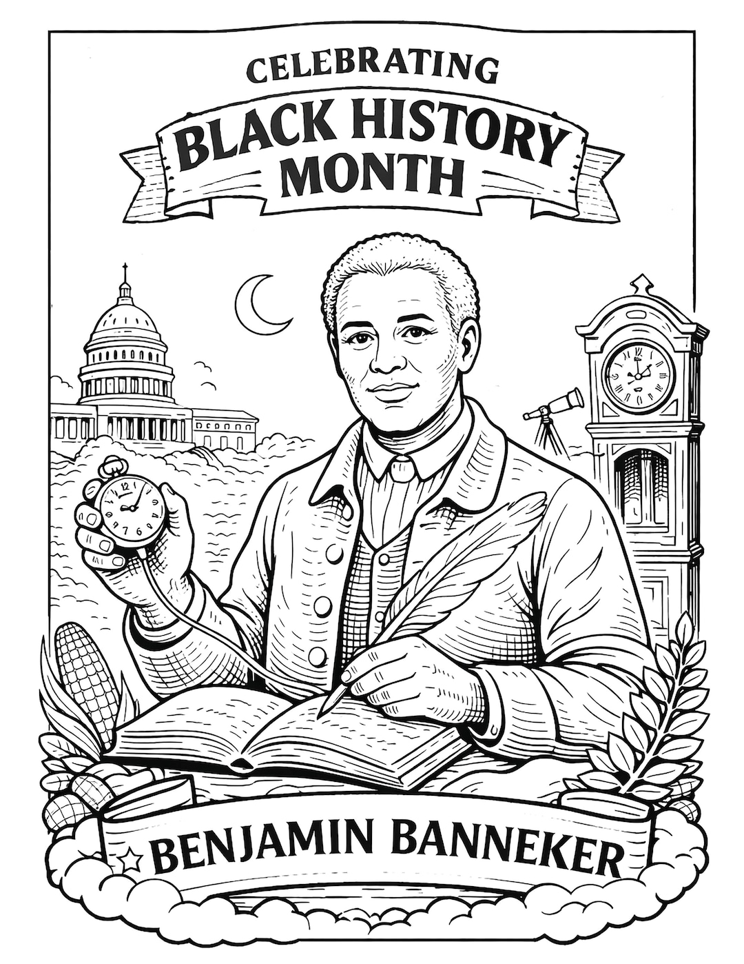 Benjamin Banneker Coloring Page | Black History Month Printable ...