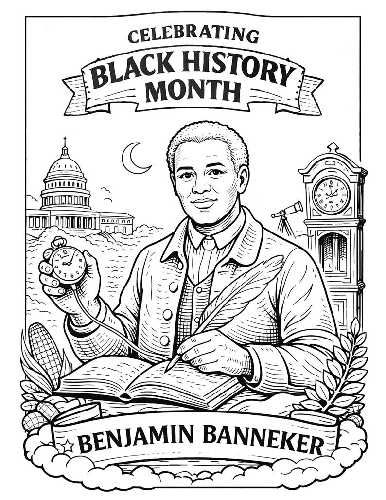 Benjamin Banneker Coloring Page | Black History Month Printable ...