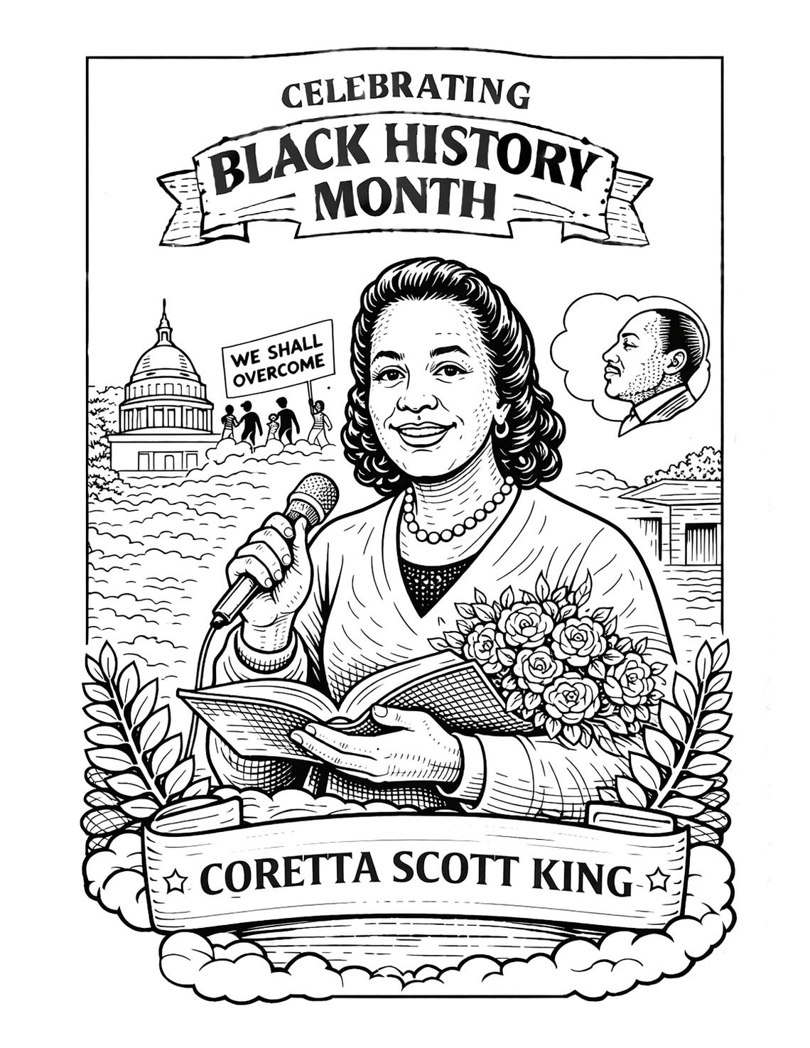 Coretta Scott King Coloring Page | Black History Month Printable ...