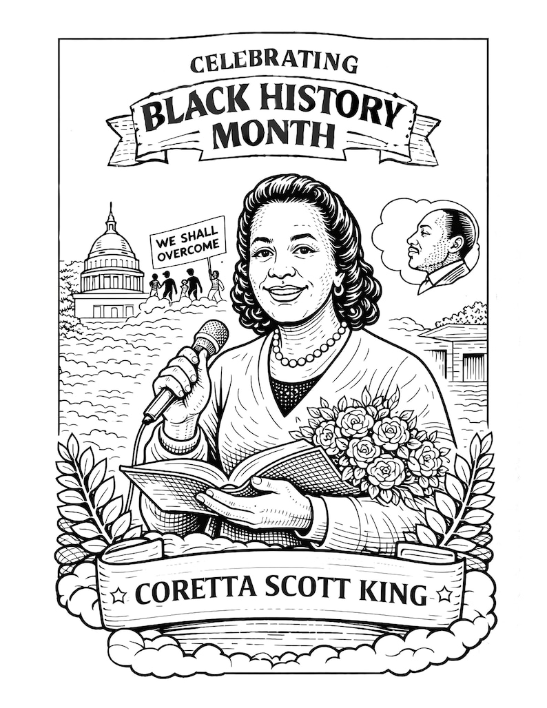 Coretta Scott King Coloring Page | Black History Month Printable ...
