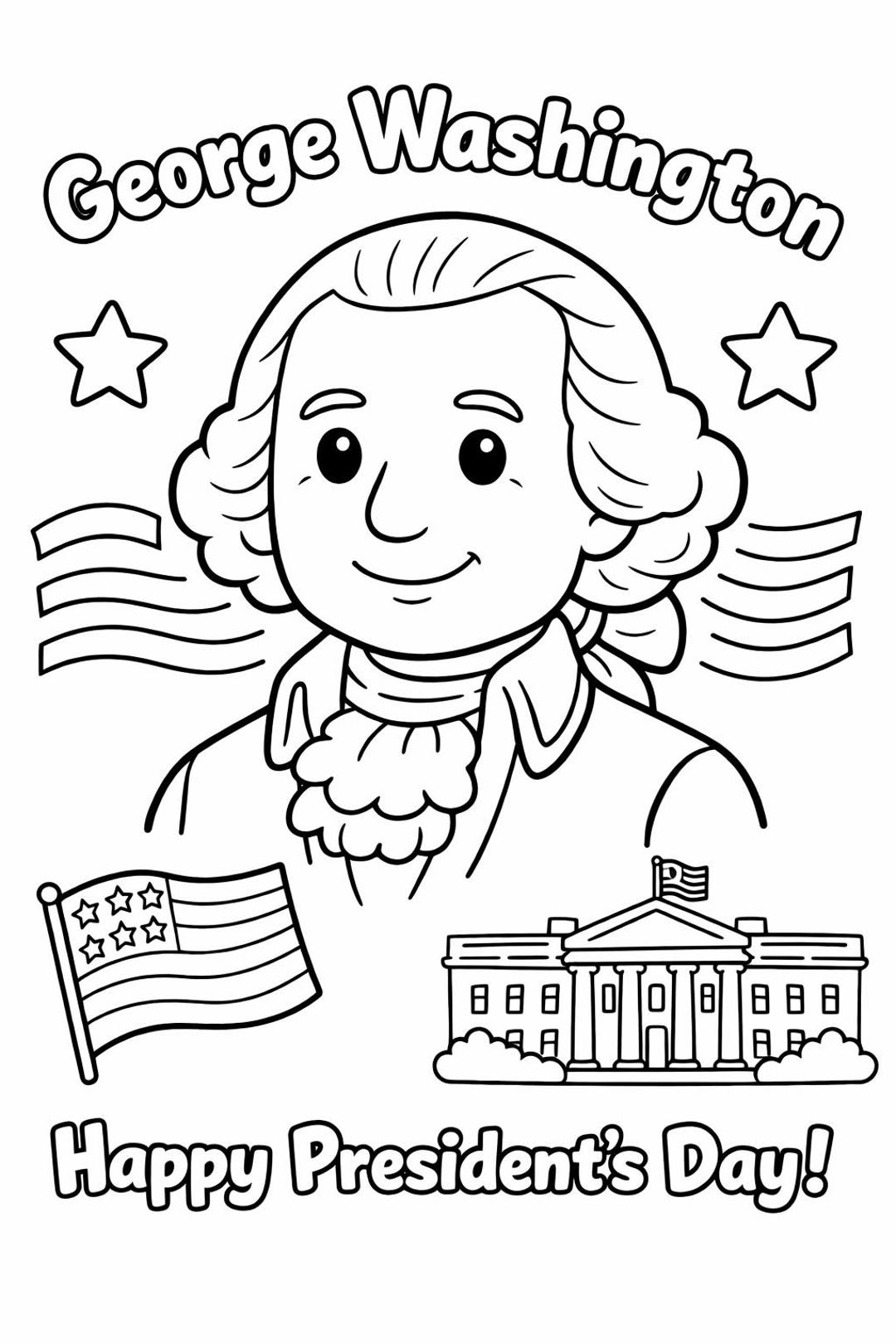 George Washington Coloring Page – Presidents Day Printable – 8.5x11 300 ...