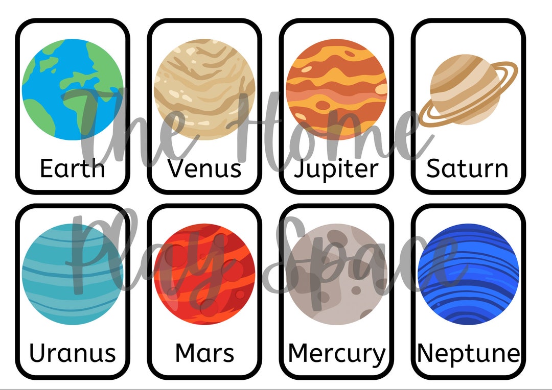 Planets Flash Cards, Educational, Planet, Space - Etsy