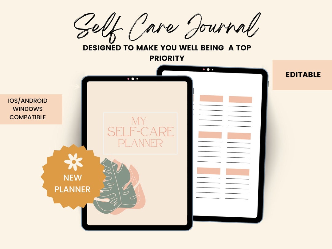 Digital Self Care Journal, Daily Reflection, iPad Digital Planner ...