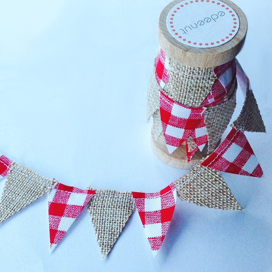 Farm Banner, Western Bunting, Burlap Mini Bunting, Cake Bunting, Red ...