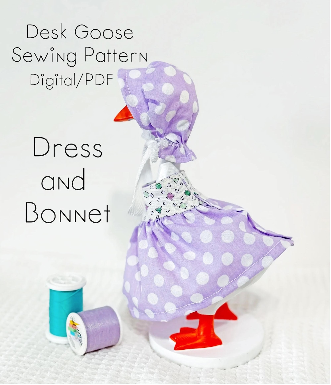 7" Desk Porch Goose Dress and Bonnet, Sewing Digital Pattern, Office ...