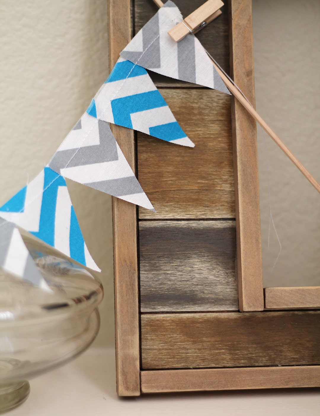 Gray and Aqua Mini Pennant Flags / Blue Wedding Bunting / Party ...