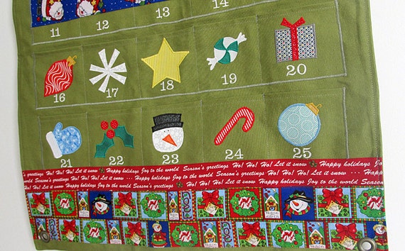 Items similar to Ready to Ship. Fabric Christmas Advent pocket Calendar ...