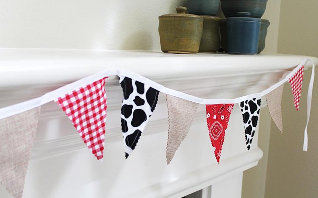 Party Bunting. Western Theme Party. Fabric Banner. Photo Prop. Pennant ...