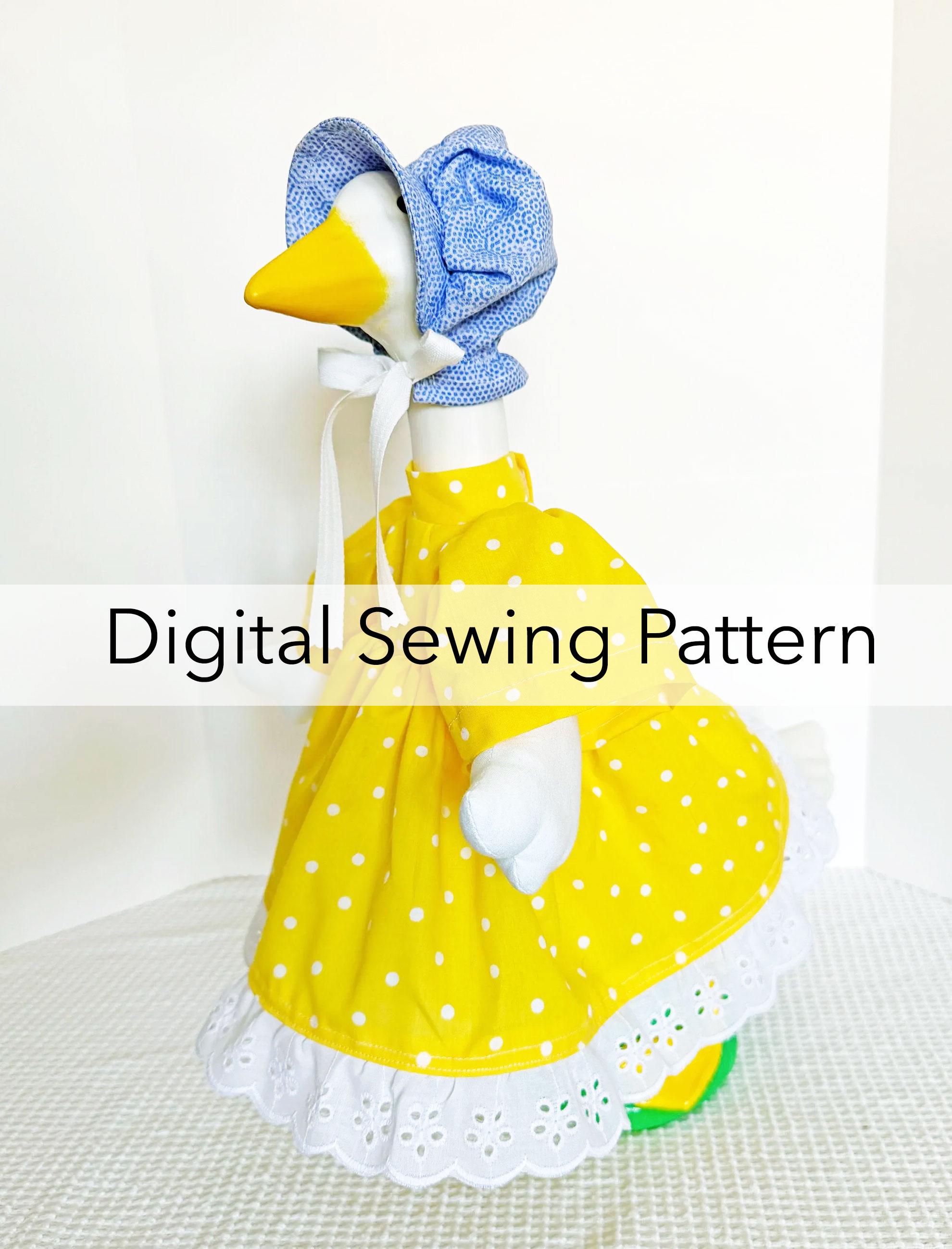 17" Baby Porch Goose Dress, Apron, Bonnet, and Wings, Sewing Digital ...