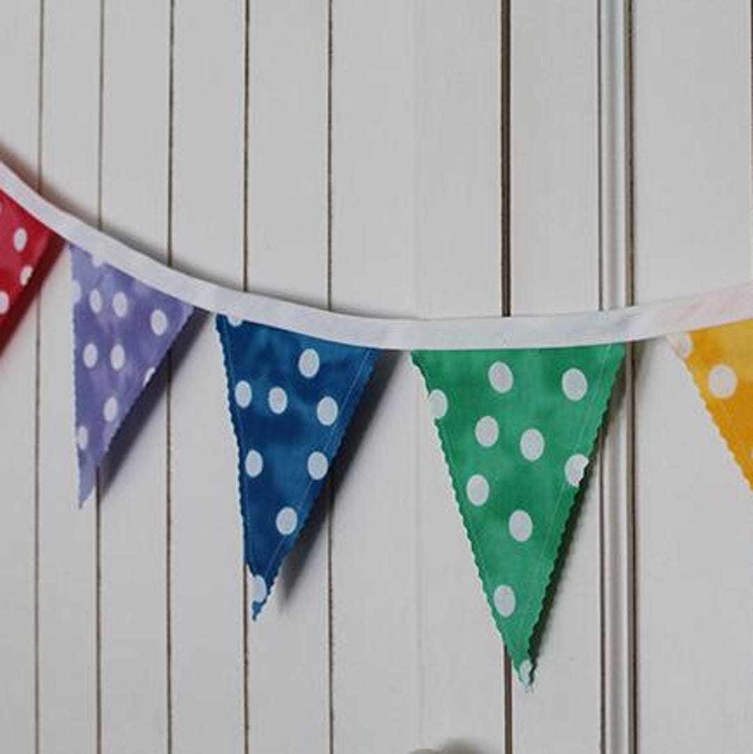 Rainbow Dots Party Banner, Party Decor. Flag Bunting. Photo Prop. Polk ...