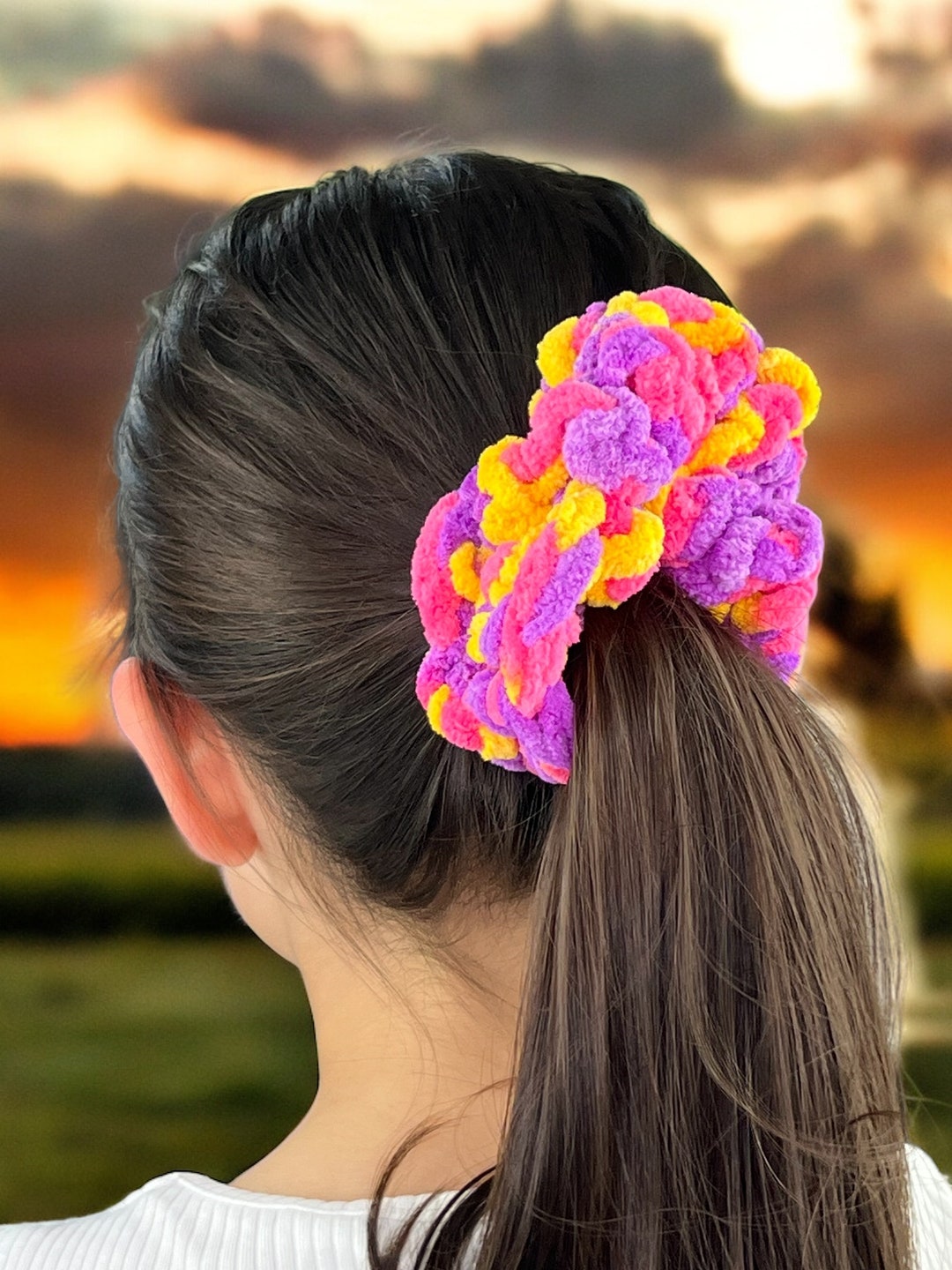 Summertime Crochet Scrunchie Choice of Colour Tuti Fruiti, Peach, Mint ...