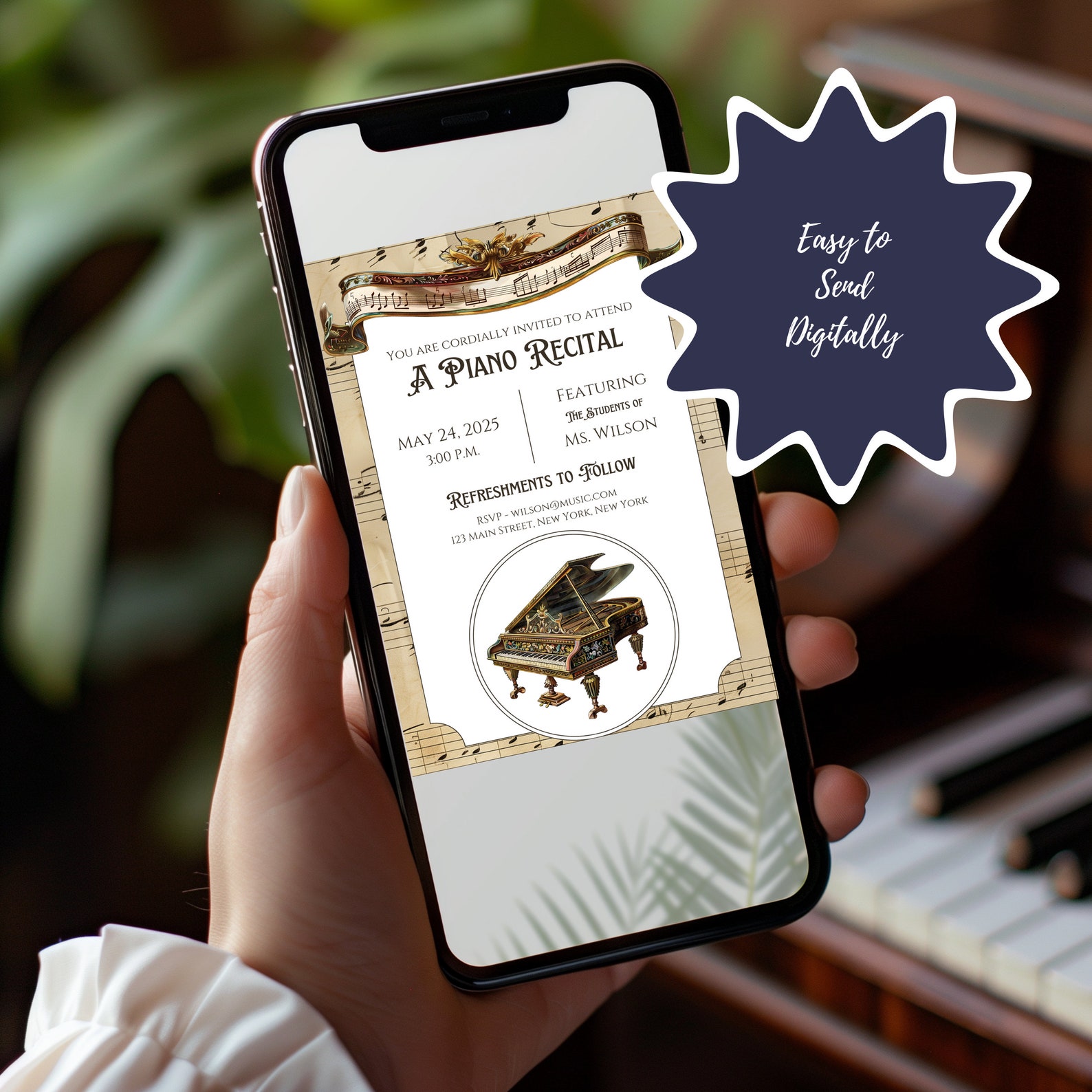 Editable Piano Recital Invitation - for Teachers, Performers, or ...